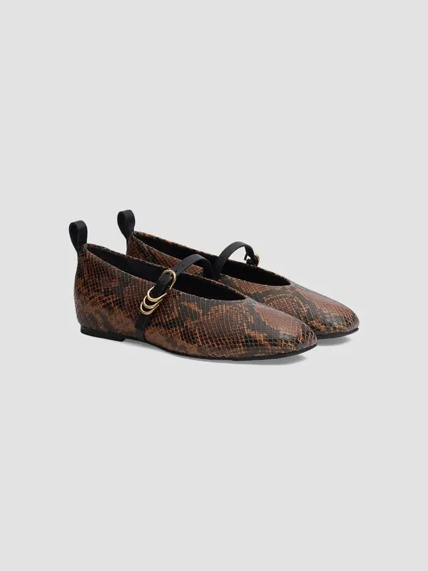 Rag & Bone Spire Snake-embossed Leather Mary Jane Flats
