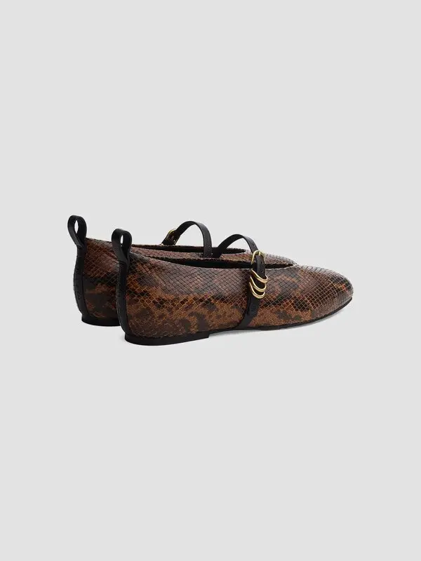Rag & Bone Spire Snake-embossed Leather Mary Jane Flats