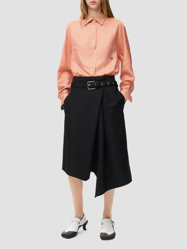 Loewe Asymmetric Belted Leather A-line Midi-skirt
