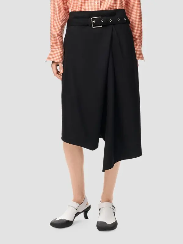 Loewe Asymmetric Belted Leather A-line Midi-skirt