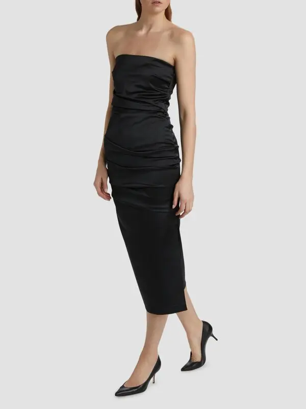 Chiara Boni La Petite Robe Keiky Satin Ruched Cocktail Dress