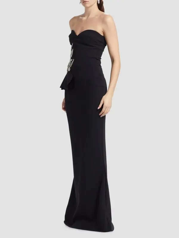 Chiara Boni La Petite Robe Grenawa Floral Beaded Strapless Gown