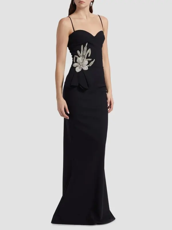 Chiara Boni La Petite Robe Grenawa Floral Beaded Strapless Gown