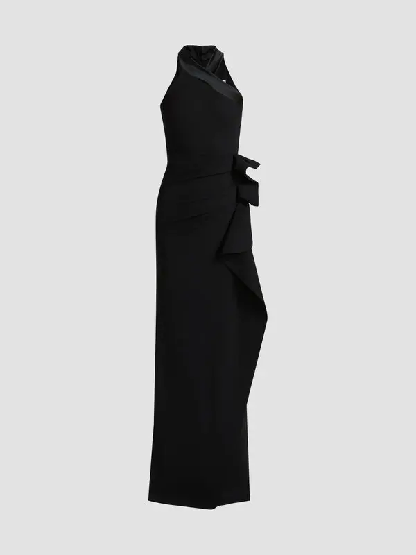 Chiara Boni La Petite Robe Gudis Jersey Ruffle Halterneck Gown - Black
