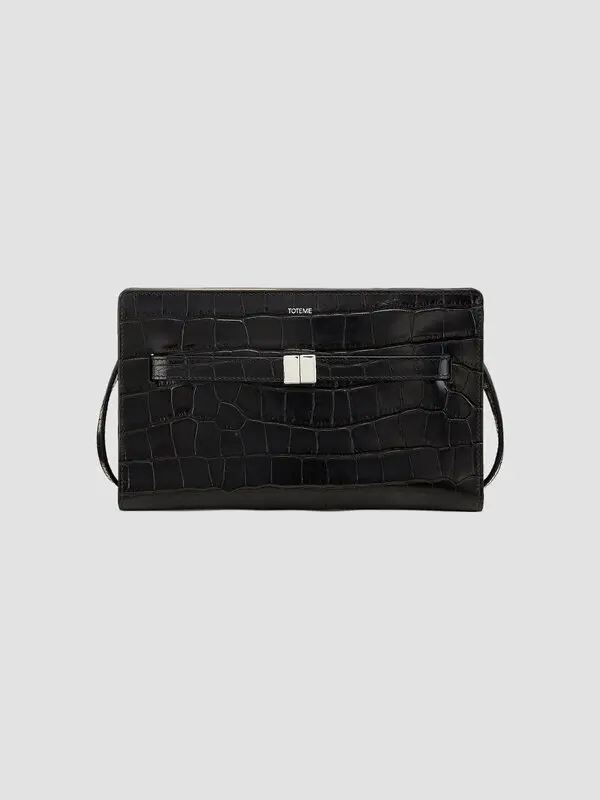 TOTEME Belted Croco-embossed Leather Crossbody Bag - Black
