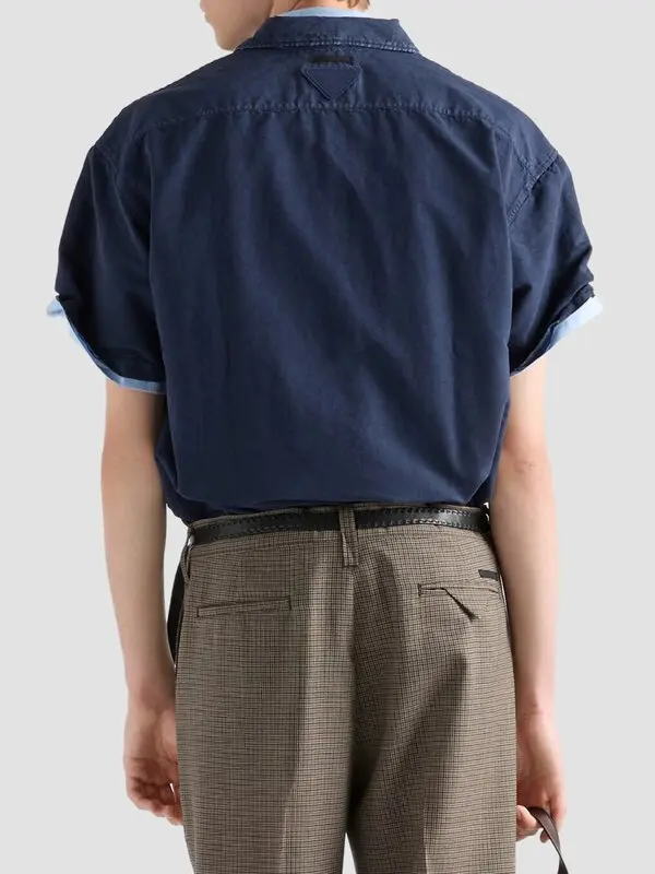 Prada Short-sleeved Cotton Zipper Shirt