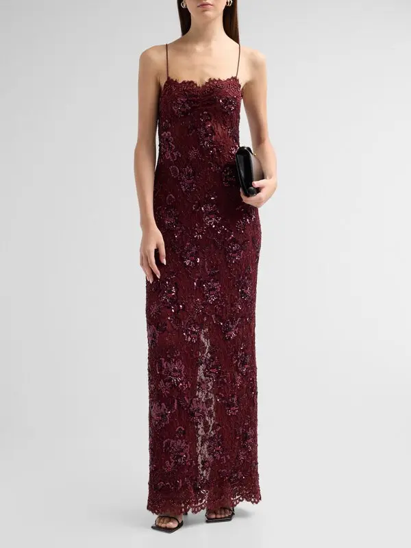 LoveShackFancy Ciona Embellished Lace Sweetheart Gown