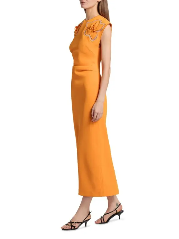 Acler Koda Floral Cut-out Crepe Sheath Midi-dress