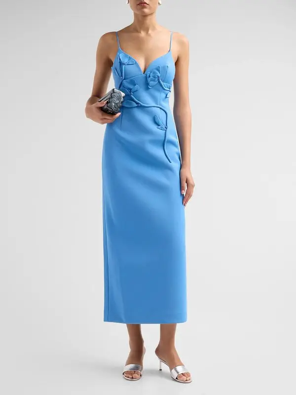 Acler Northwick Floral Applique Midi Dress