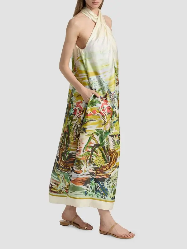 ALEMAIS Jungle Boogie Silk Halterneck Dress