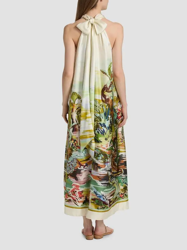 ALEMAIS Jungle Boogie Silk Halterneck Dress