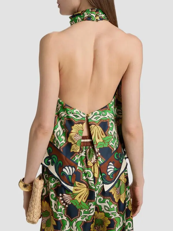 ALEMAIS Liana Halterneck Silk Top