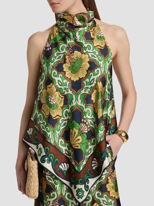 ALEMAIS Liana Halterneck Silk Top - Multi