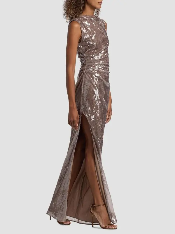 Lapointe Sequined Ruched Slip Gown