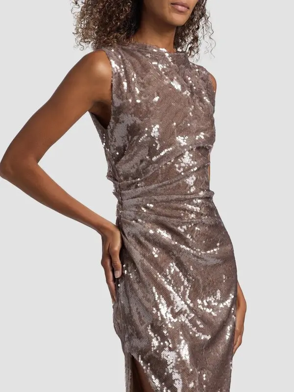 Lapointe Sequined Ruched Slip Gown