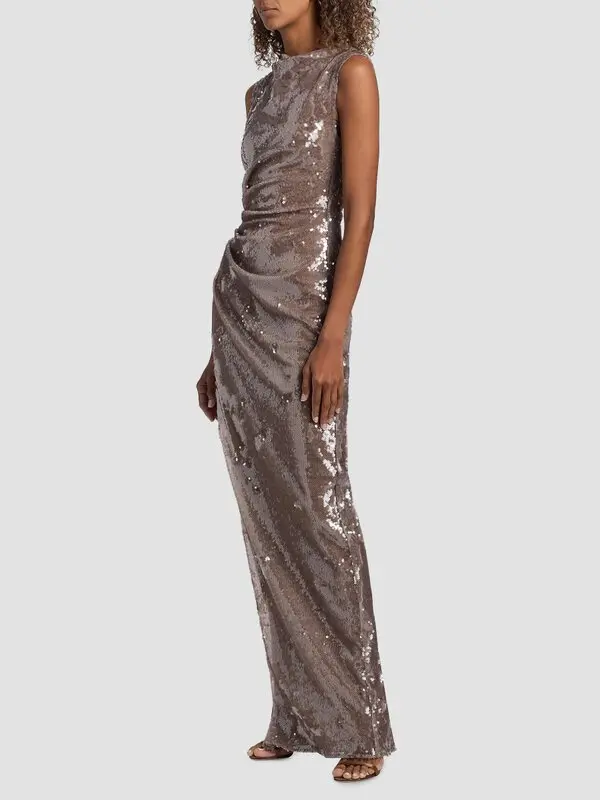 Lapointe Sequined Ruched Slip Gown