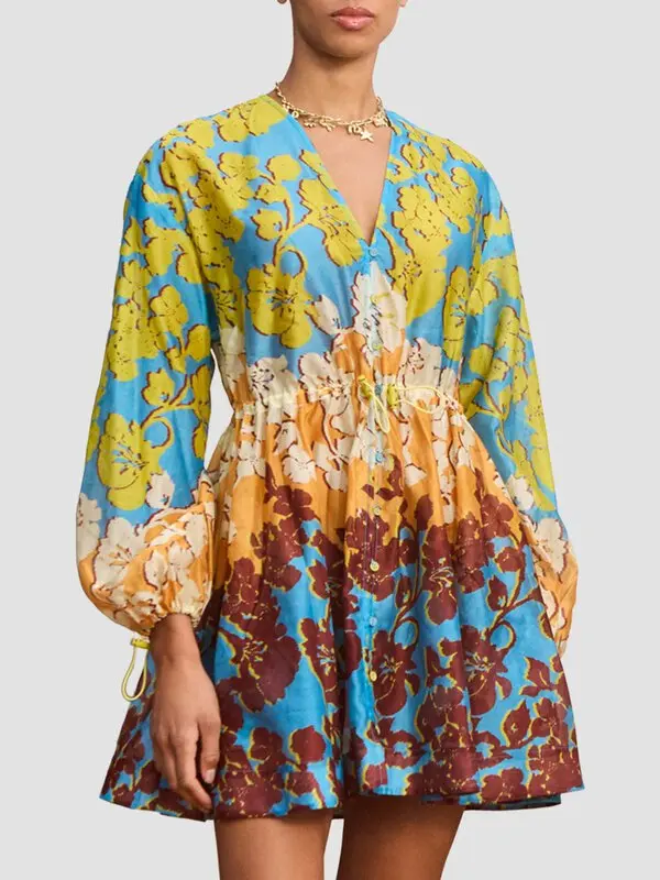 ALEMAIS Splice Cotton-silk Mini Dress