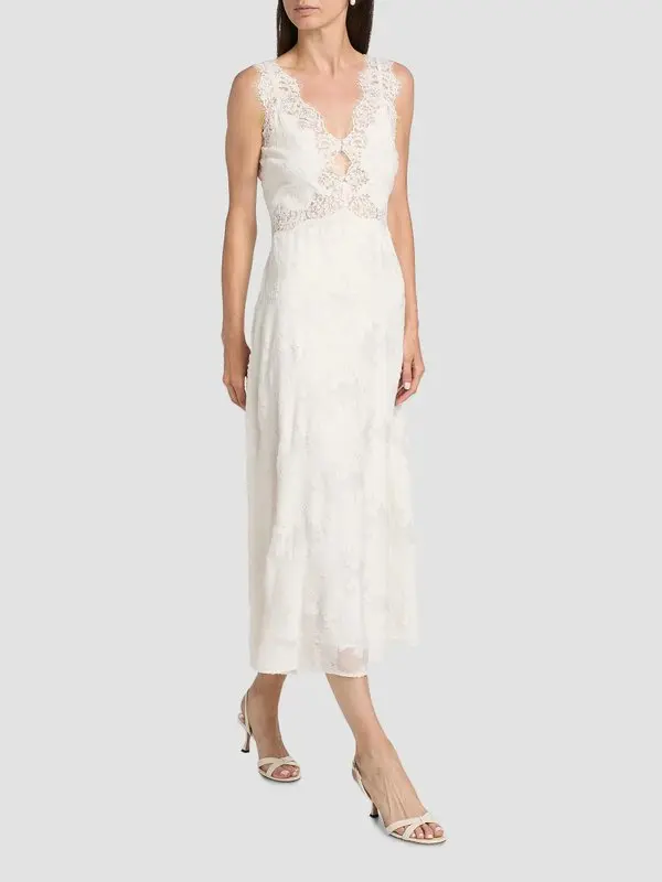 Cami Nyc Larysa Lace-trimmed Silk-cotton Midi-dress