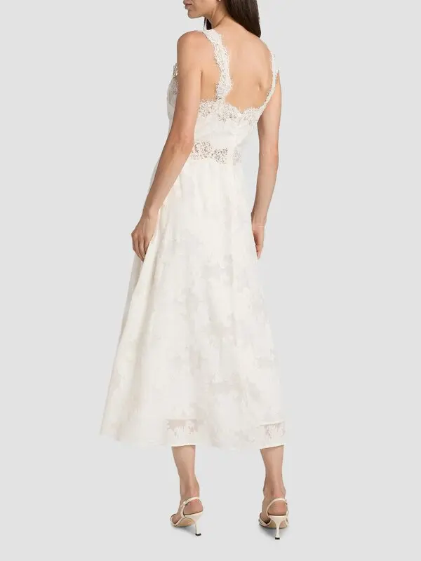 Cami Nyc Larysa Lace-trimmed Silk-cotton Midi-dress