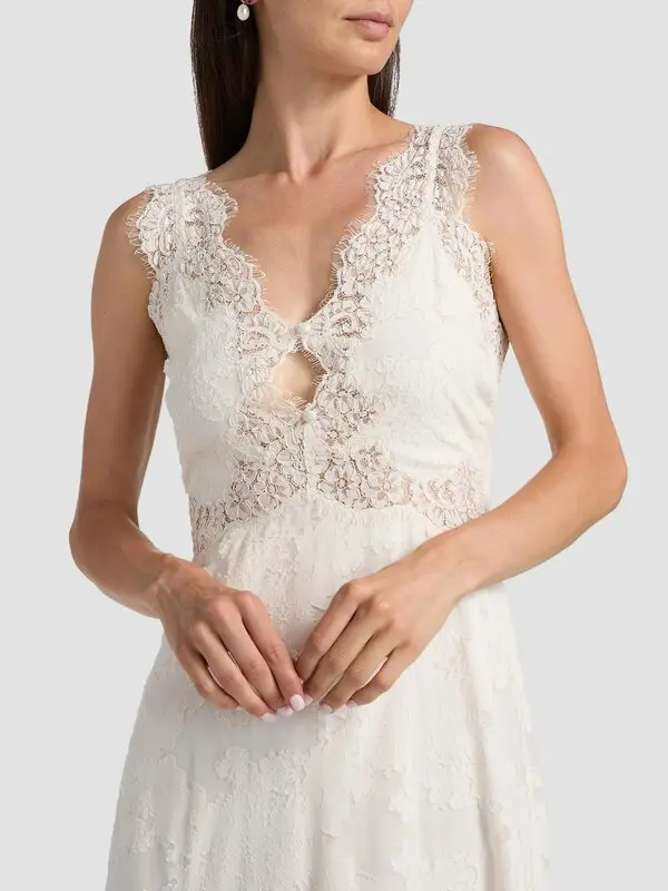 Cami Nyc Larysa Lace-trimmed Silk-cotton Midi-dress