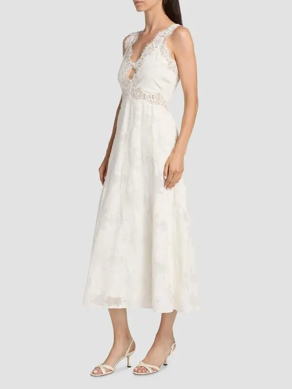 Cami Nyc Larysa Lace-trimmed Silk-cotton Midi-dress