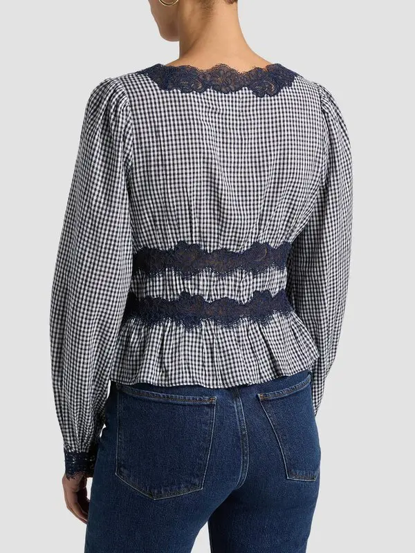 Cami Nyc Veredi Gingham Lace-trimmed Blouse