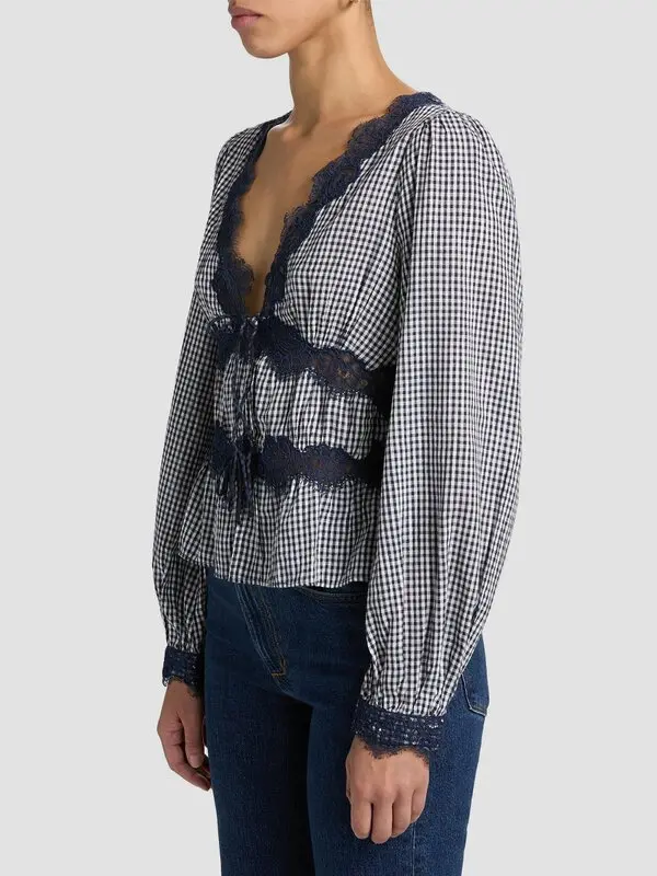 Cami Nyc Veredi Gingham Lace-trimmed Blouse