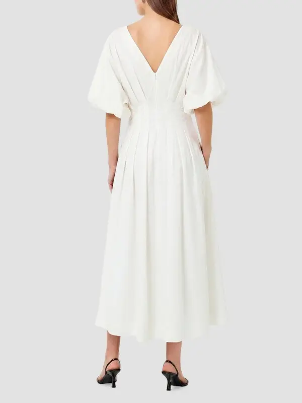 NICHOLAS THE LABEL Vicky Pleated Linen-blend Midi-dress