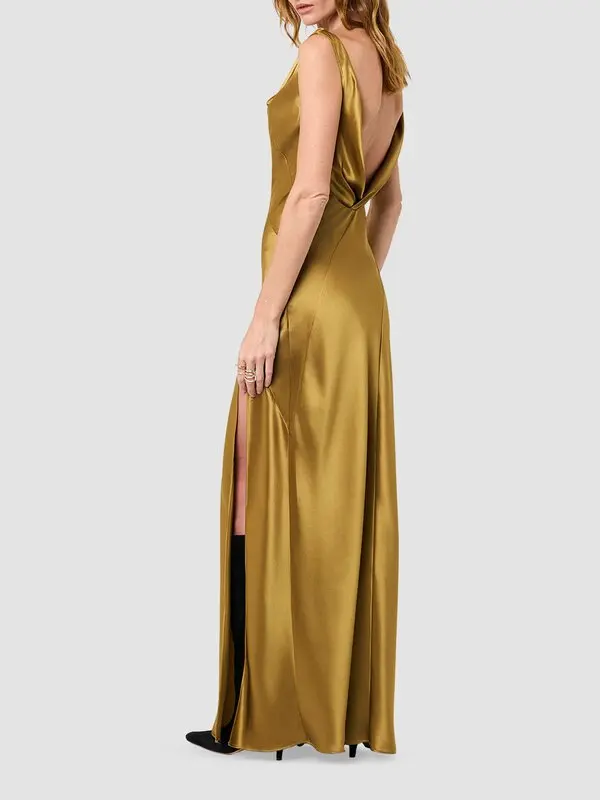 NICHOLAS THE LABEL Alfina Satin Cowlneck Gown - Celadon