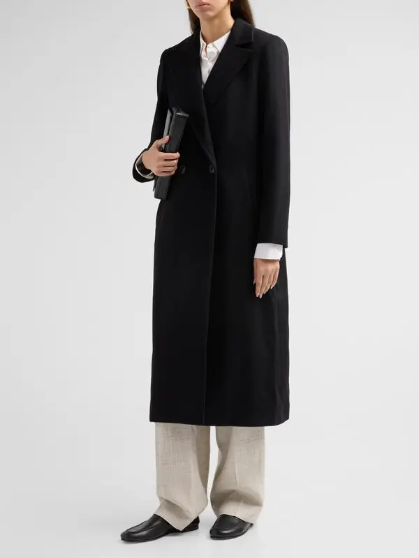 Sofia Cashmere Double Breasted Wool-cashmere Coat - Black