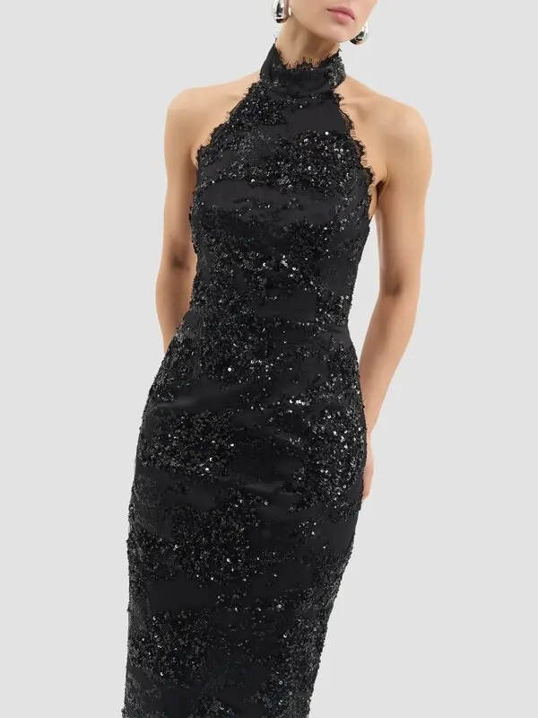 Rebecca Vallance Beau Sequined Halterneck Gown