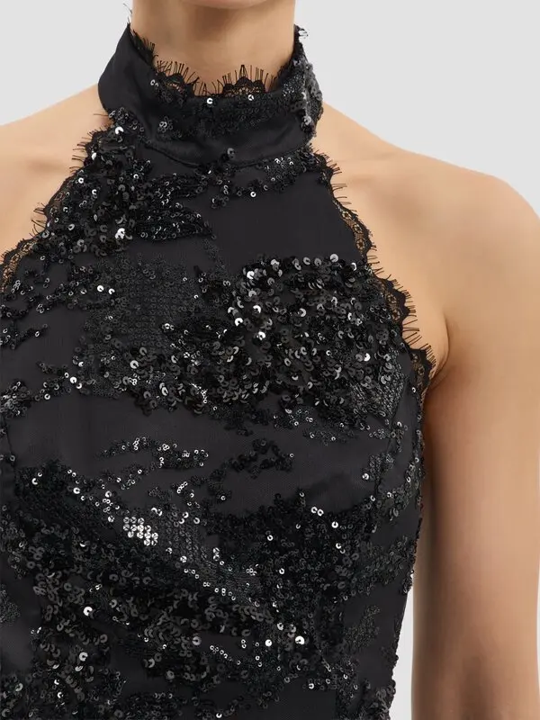 Rebecca Vallance Beau Sequined Halterneck Gown