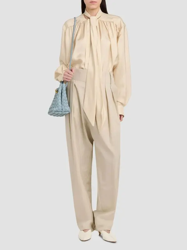 Bottega Veneta Scarf-neck Silk Blouse