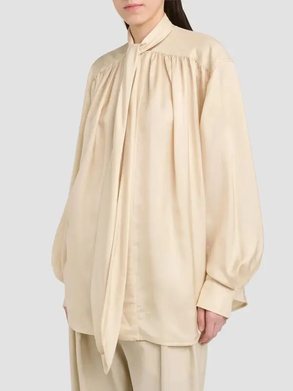 Bottega Veneta Scarf-neck Silk Blouse