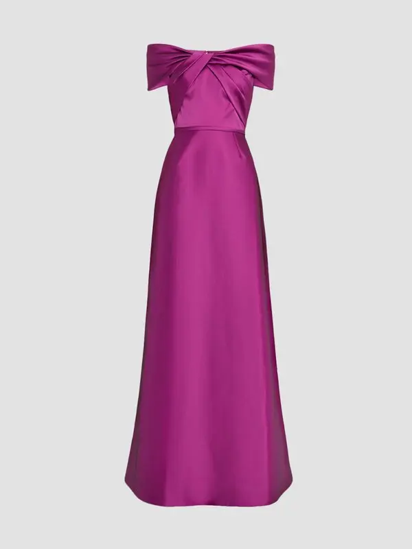 Rickie Freeman For Teri Jon Mikado Off-the-shoulder Gown