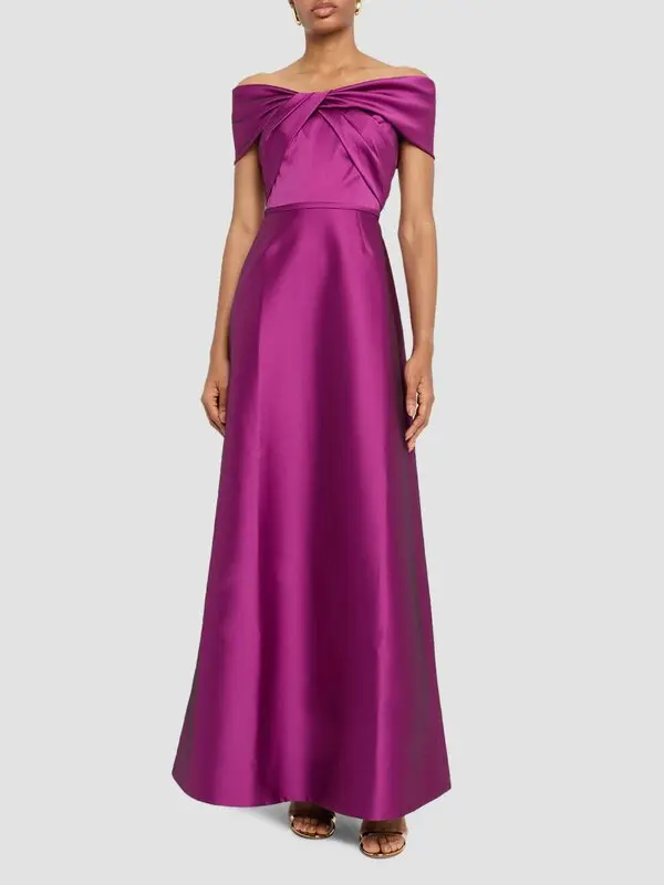 Rickie Freeman For Teri Jon Mikado Off-the-shoulder Gown