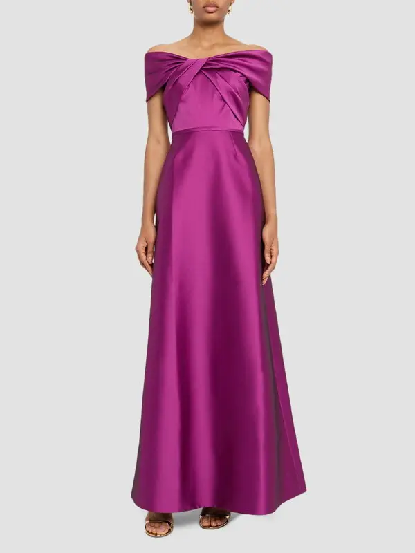 Rickie Freeman For Teri Jon Mikado Off-the-shoulder Gown