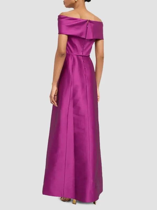 Rickie Freeman For Teri Jon Mikado Off-the-shoulder Gown