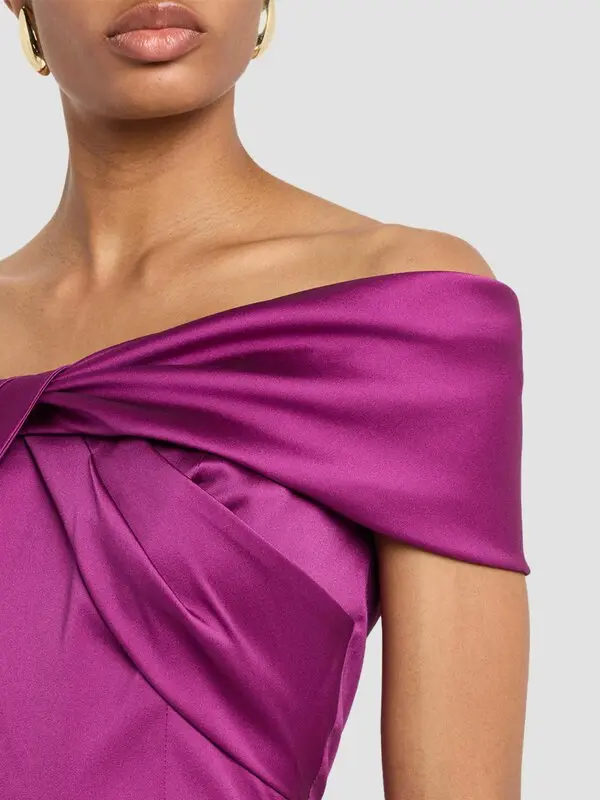 Rickie Freeman For Teri Jon Mikado Off-the-shoulder Gown