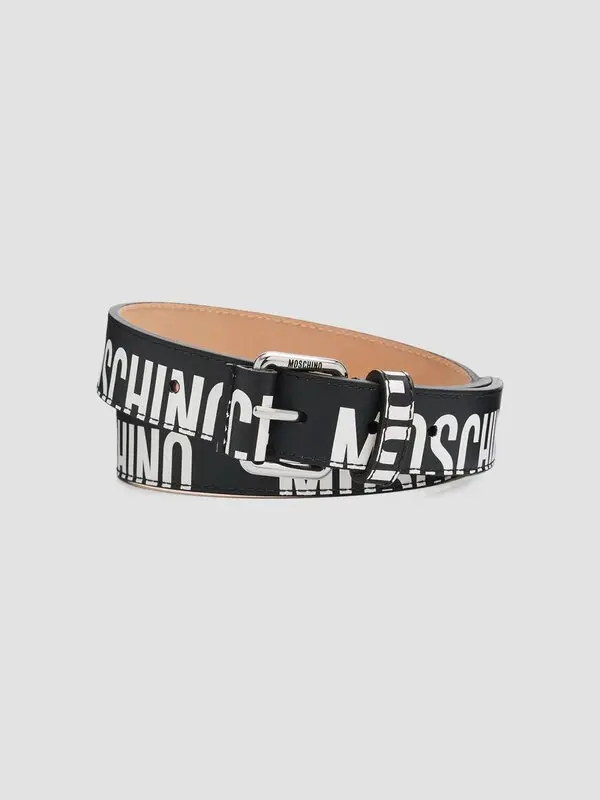 Moschino Logo Leather Belt - Black