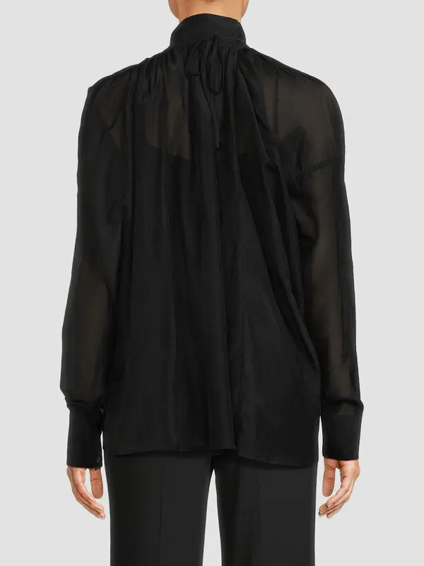 UNDRA CELESTE Poet Cotton-silk Mock-neck Blouse