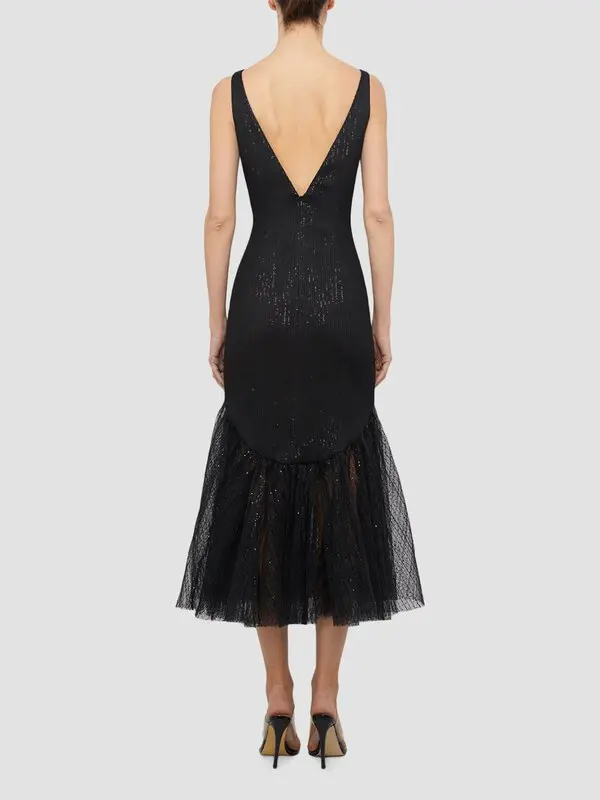 Prabal Gurung Boatneck Circle-hem Midi Dress