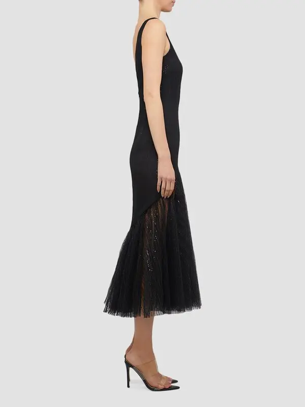 Prabal Gurung Boatneck Circle-hem Midi Dress