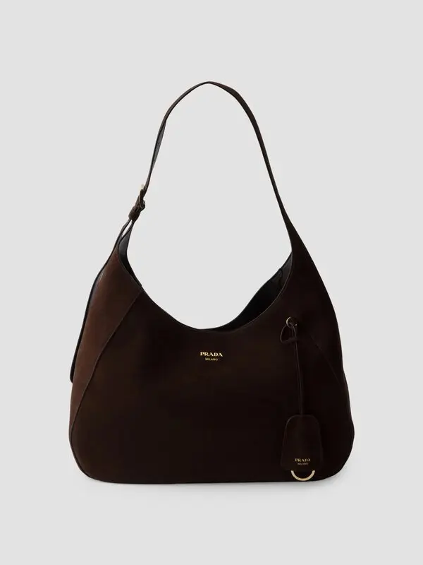 Prada Boogie Large Suede Shoulder Bag - Brown