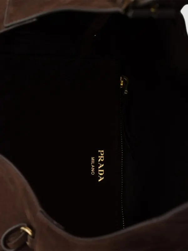 Prada Boogie Large Suede Shoulder Bag - Brown