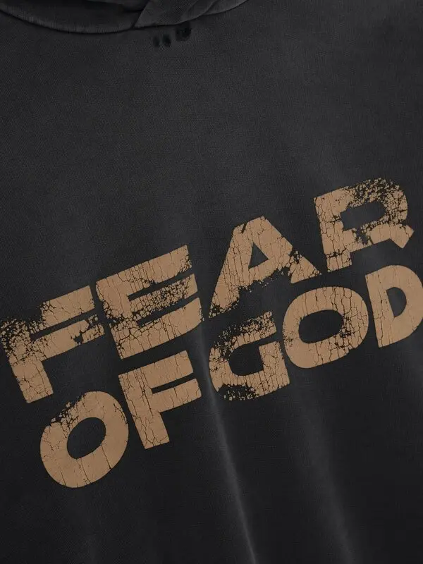 Fear Of God Logo Distressed Cotton Hoodie