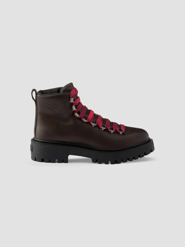 Prada Leather Lace-up Booties