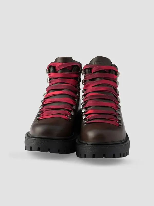 Prada Leather Lace-up Booties