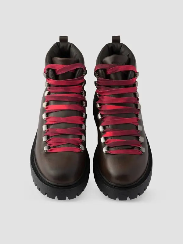 Prada Leather Lace-up Booties