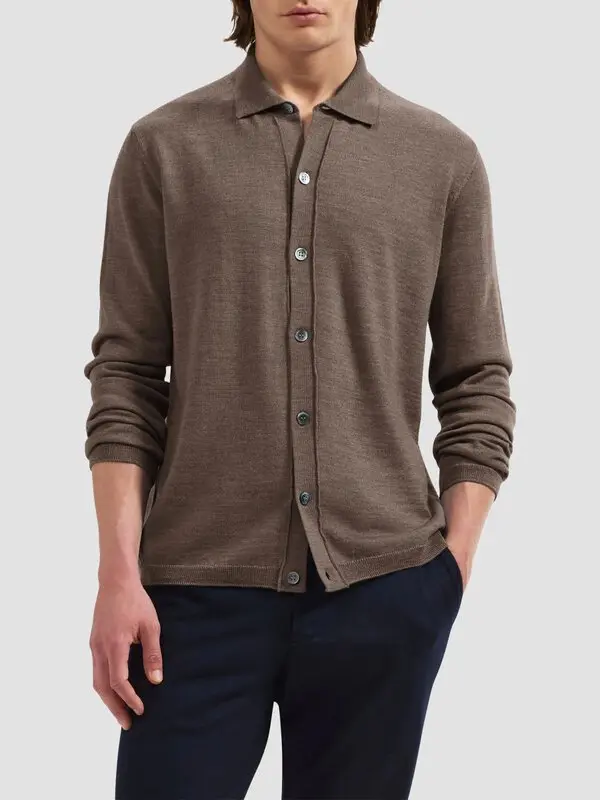Bugatchi Alistair Wool Shirt - Walnut